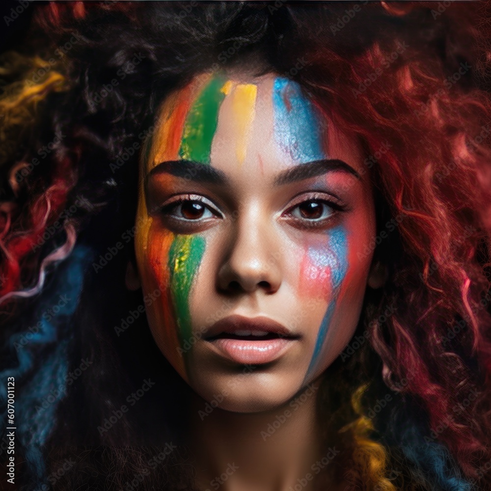Skin Color Doesn't Matter: mixed race or black woman with rainbow ...