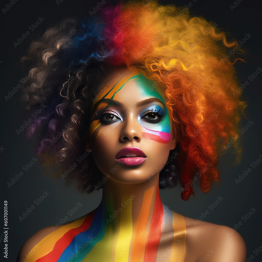 Skin Color Doesn't Matter: mixed race or black woman with rainbow ...