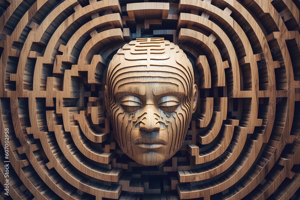 head with a labyrinth inside, symbolizing the complexities of their ...