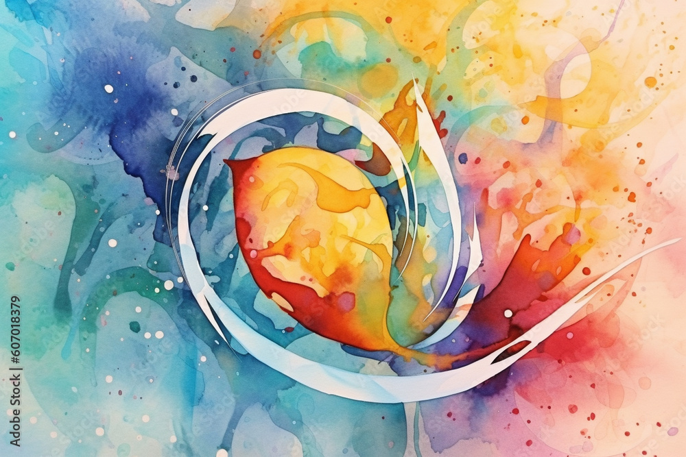 A beautifully painted watercolor artwork of an Arabic calligraphy quote ...