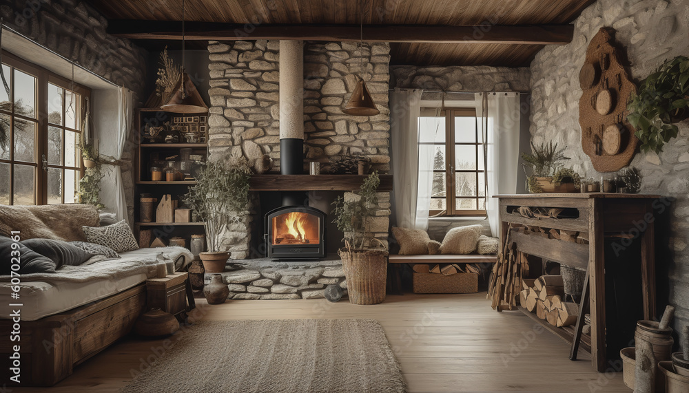 Step into the cozy charm of a rustic farmhouse-inspired living room ...