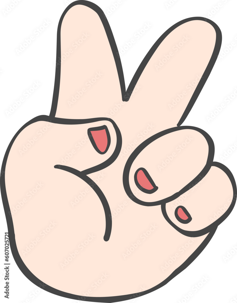 Vetor de Cute simple girl power peace victory hand gesture, two fingers ...