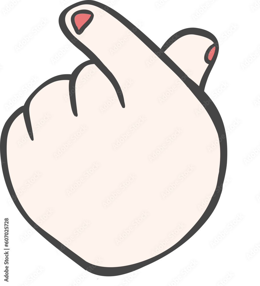 Cute simple girl power mini heart hand gesture drawing doodle cartoon ...