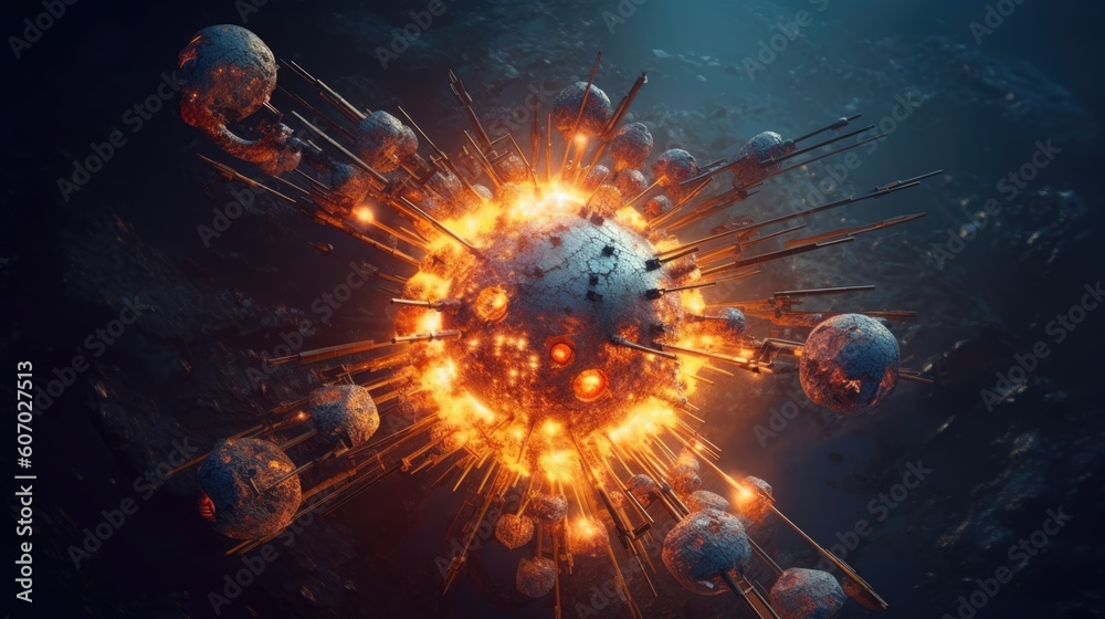 Visual Representation of Nuclear Fission Process, Detailed Atomic ...