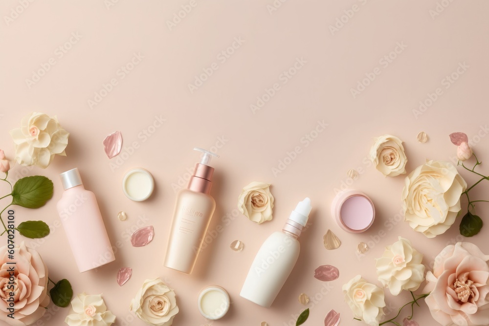 Illustrazione Stock Conceptualize your skin care routine with top view ...