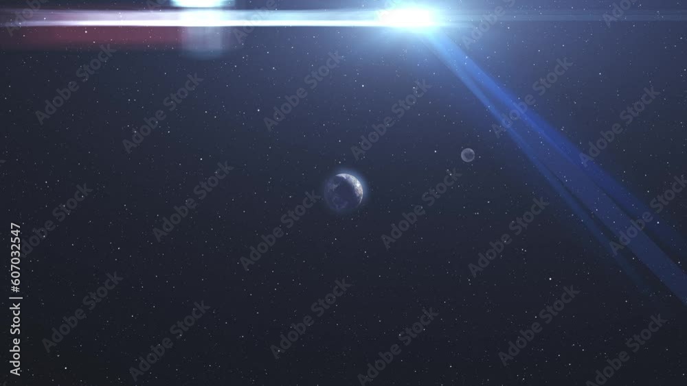 The moon rotating around earth in fast speed. 3d illustration of planet ...
