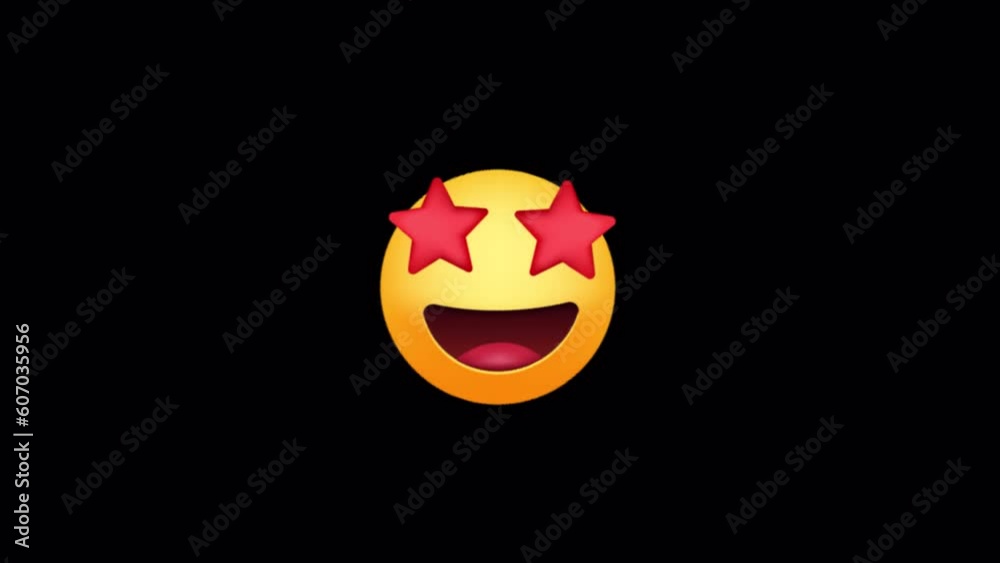 Star-struck face animated emoji. Emoticon and smiley motion graphic ...