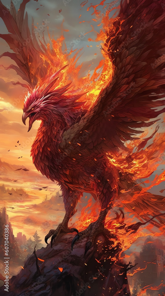 Phoenix Ascendance: A Captivating Digital Illustration of a Majestic ...