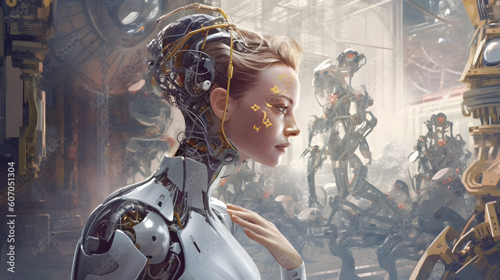 The concept of human-machine collaboration with an artistic portrayal ...