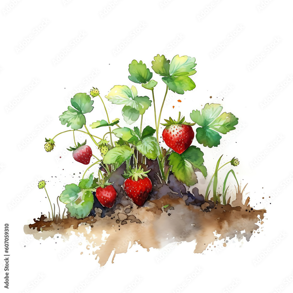 Generative AI Strawberry seedling. Stages of growth and development of ...