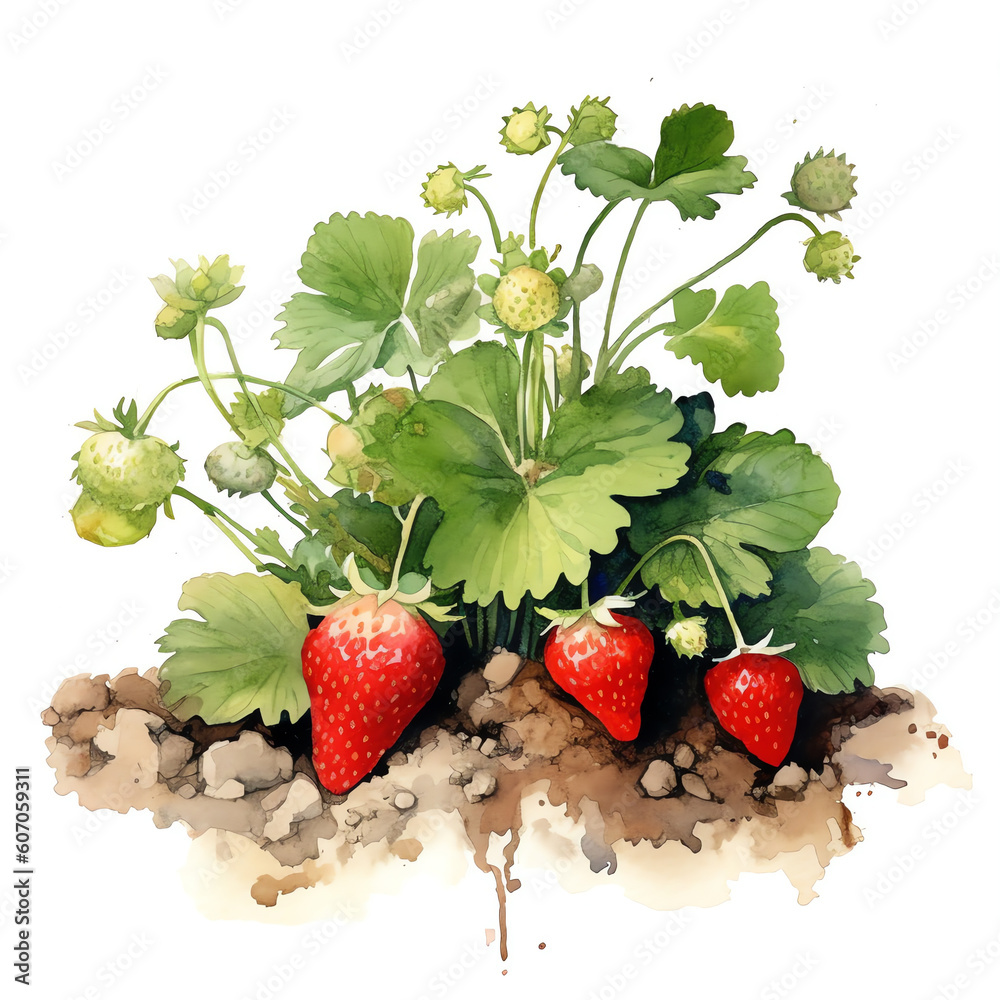 Generative AI Strawberry seedling. Stages of growth and development of ...