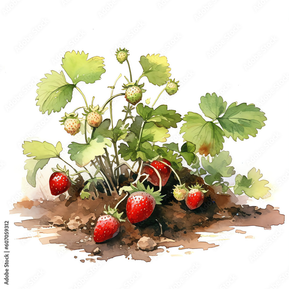 Generative AI Strawberry seedling. Stages of growth and development of ...