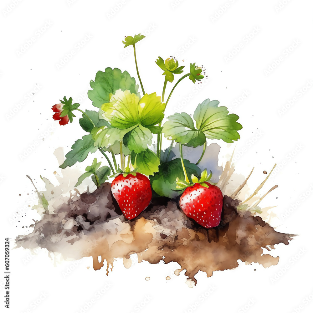 Generative AI Strawberry seedling. Stages of growth and development of ...