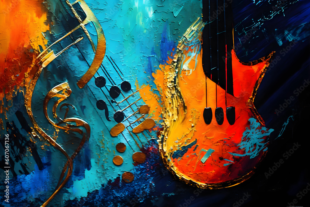 Abstract music background with impasto textures. Oil and acrylic ...
