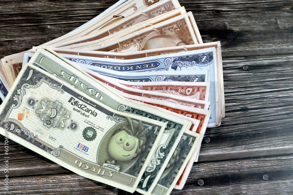 Cairo, Egypt, May 26 2023: KidZos money, currency of KidZania, a ...