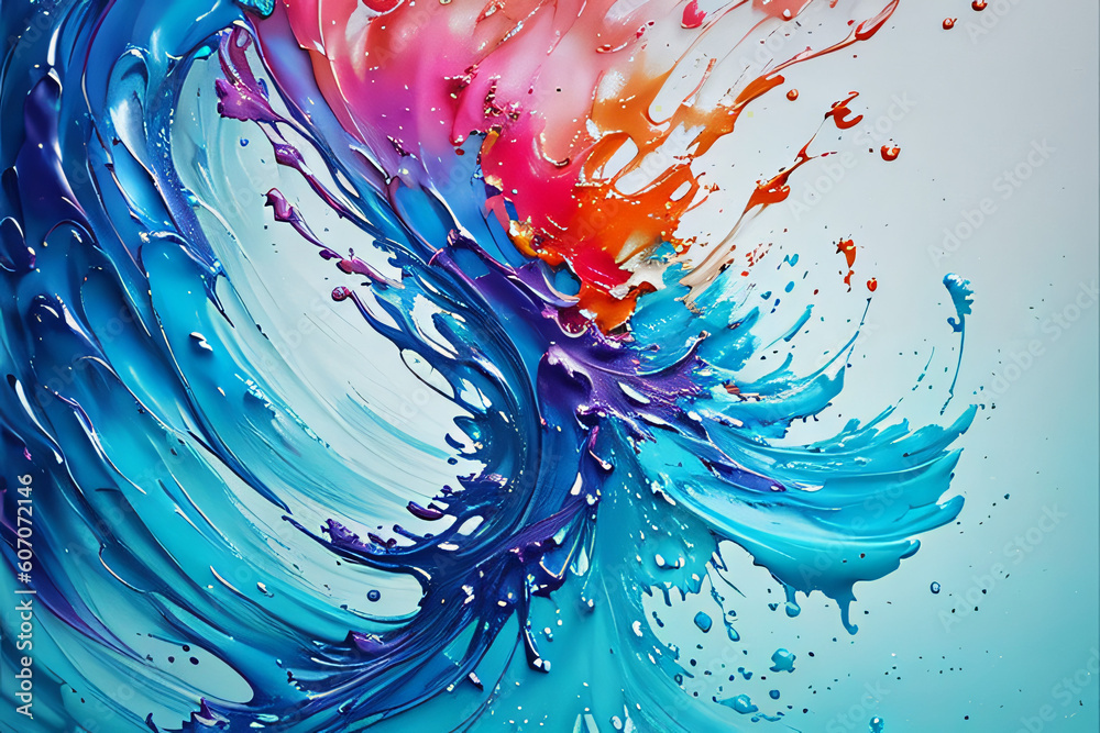 Abstract drawing wet on wet, acrylic paint drawing, web object ...