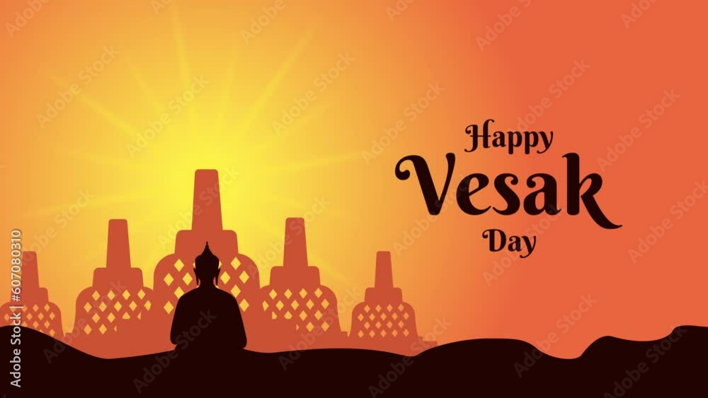 Celebration Vesak Day Animation. Vesak Day background animation with ...