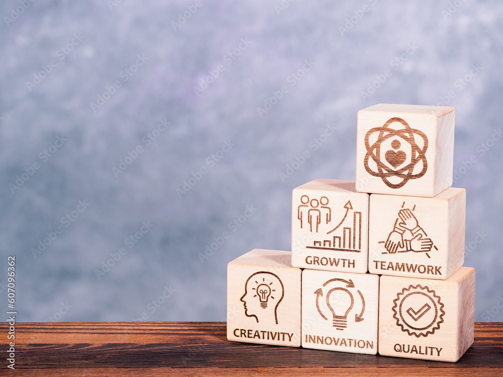 Symbols of core values as a company management strategy Stock Photo ...