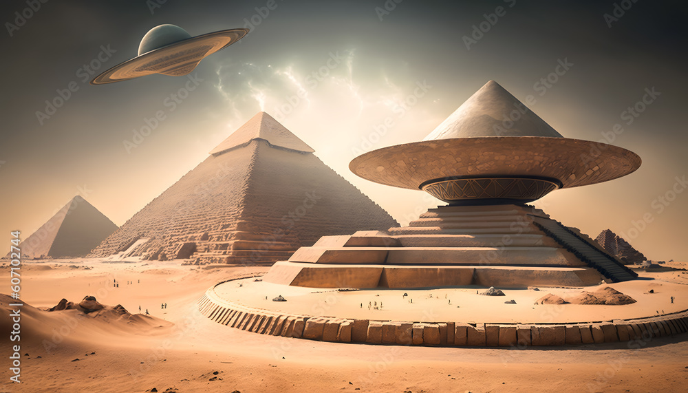 Egyptian pyramids as landing and takeoff platform for UFO. Concept ...