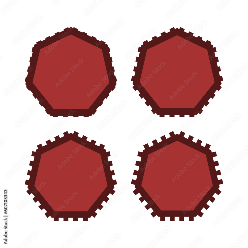 Notch Edge Red Heptagon Stroke Shapes Stock Vector | Adobe Stock