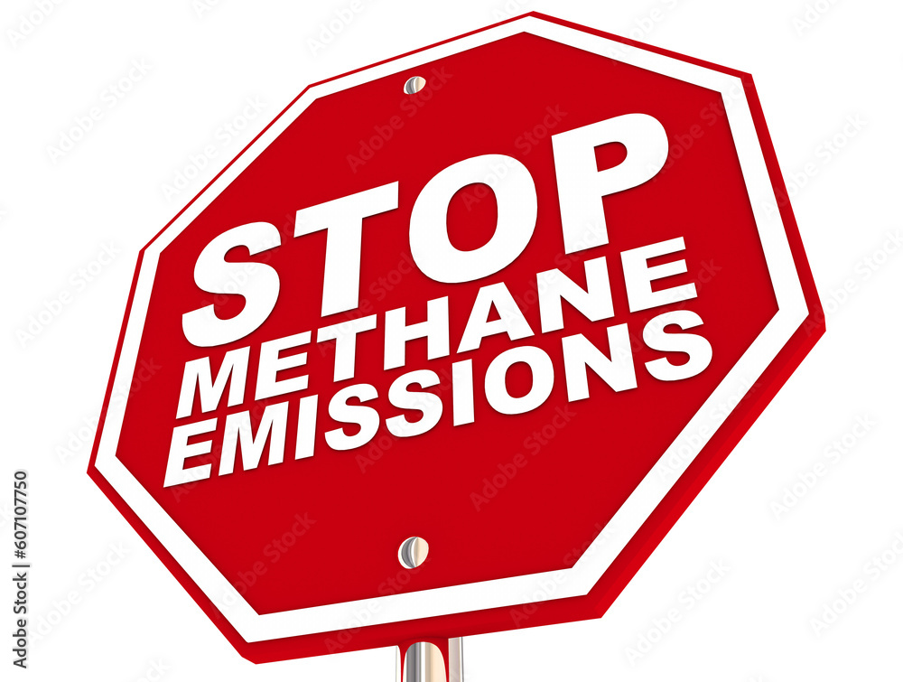 Poster Stop Methane Emissions Sign CH4 Greenhouse Gases Climate Change ...