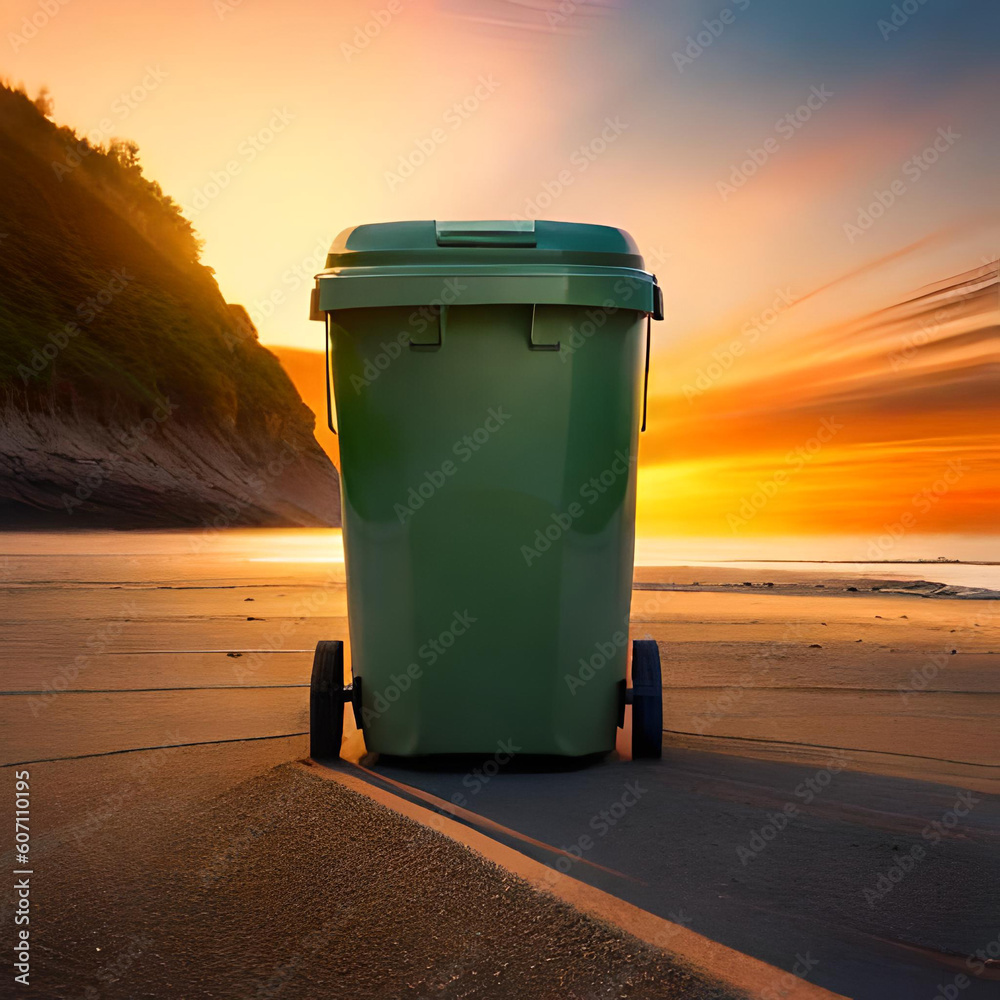 garbage bin on the beach. bin, garbage, trash, recycle, recycling ...