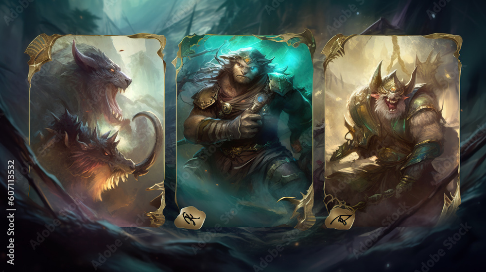 RPG. Games cards. Characters for games, concept art. Card game. AI ...