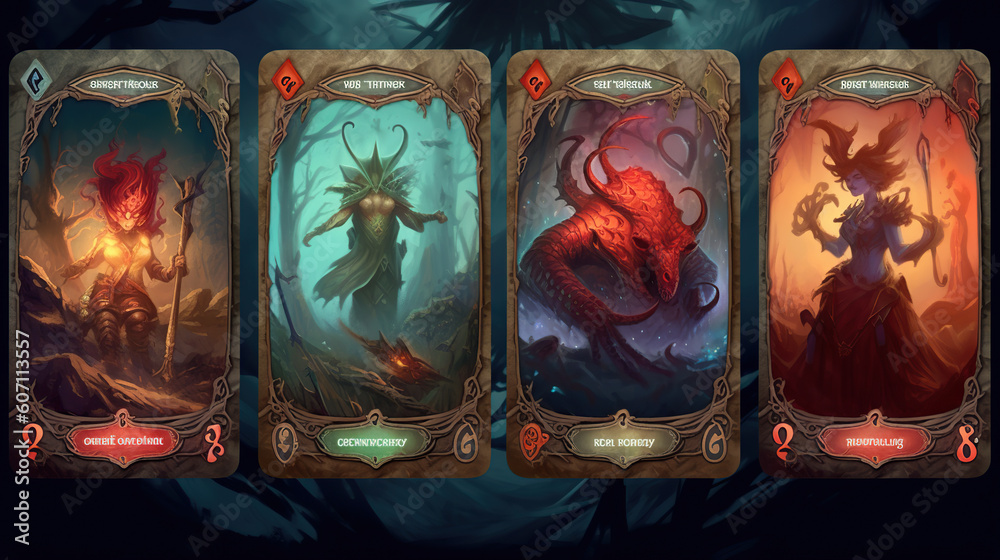 RPG. Games cards. Characters for games, concept art. Card game. AI ...