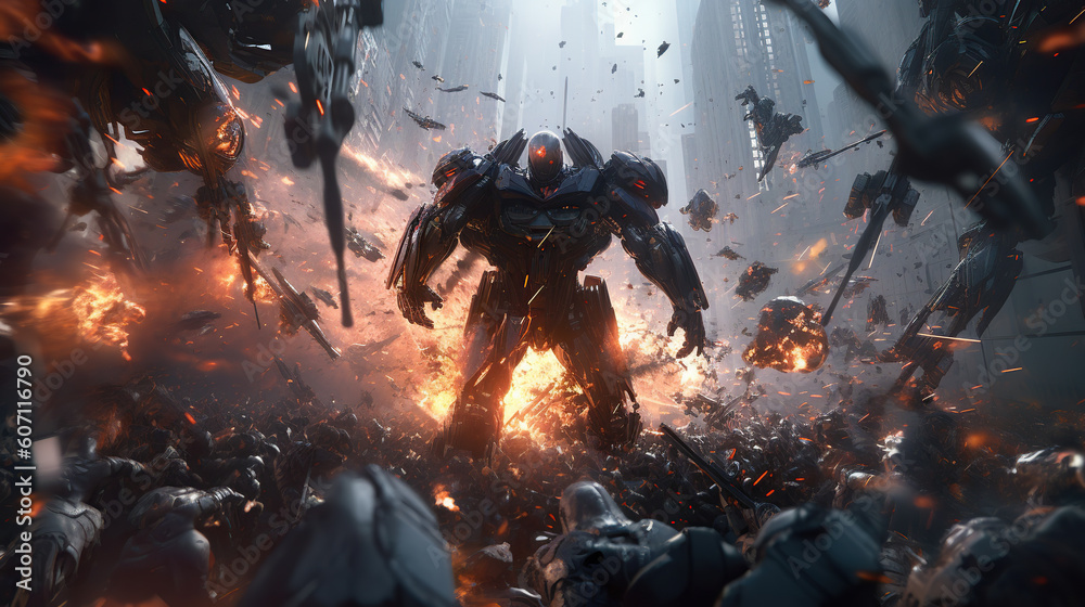 game characters. Action scene with soldiers in armor at war against ...