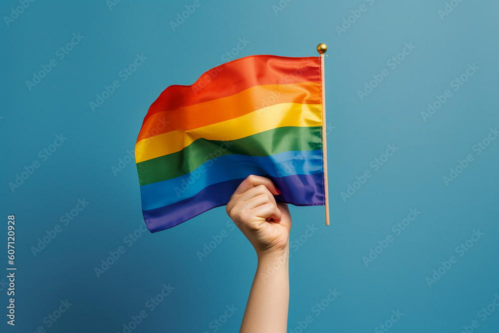 Expressive Generative AI pride photo of a lesbian woman with rainbow ...