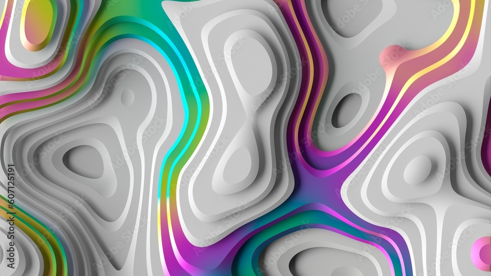 3d render, abstract colorful background, texture with curvy shapes and ...