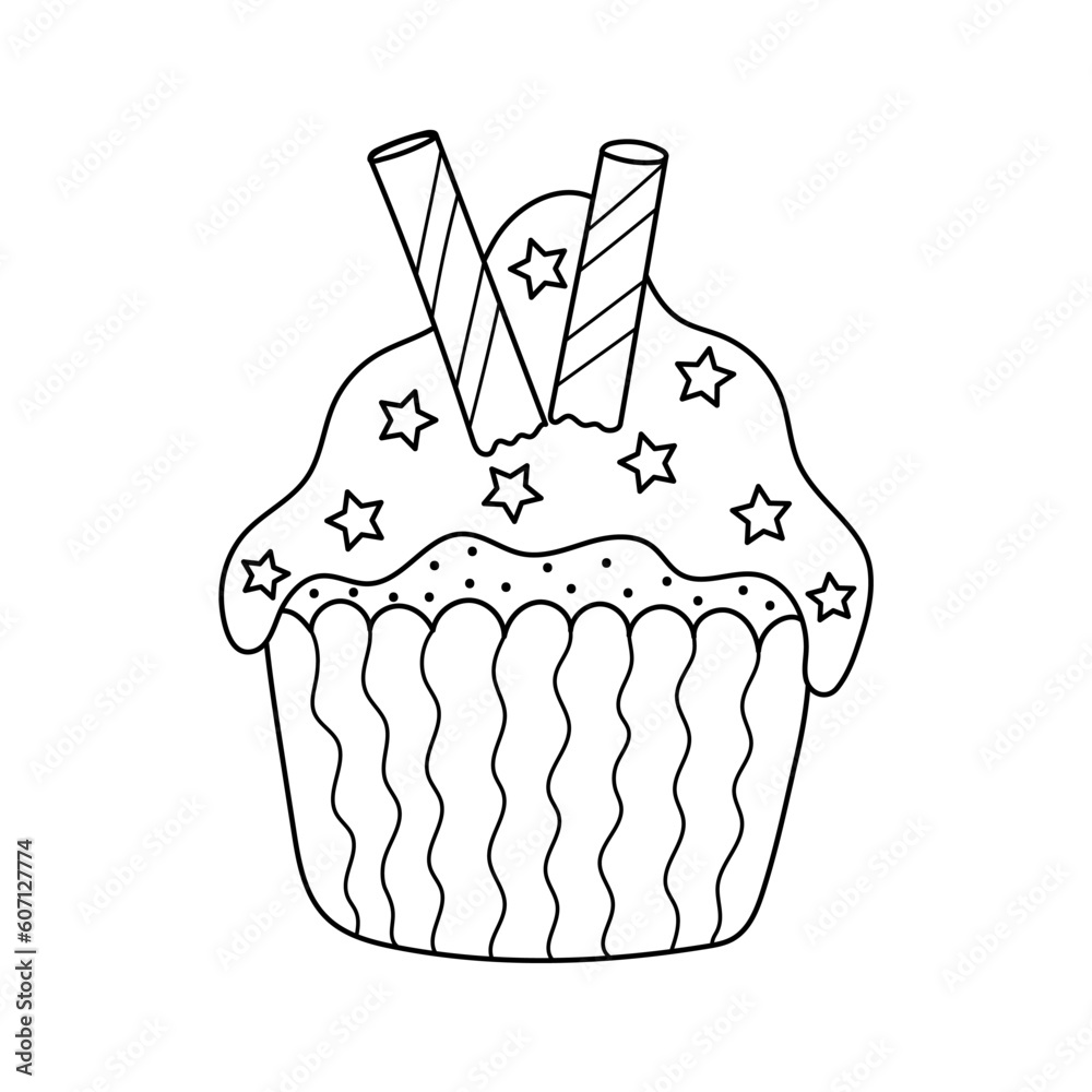Cute Cupcake Clipart Black And White