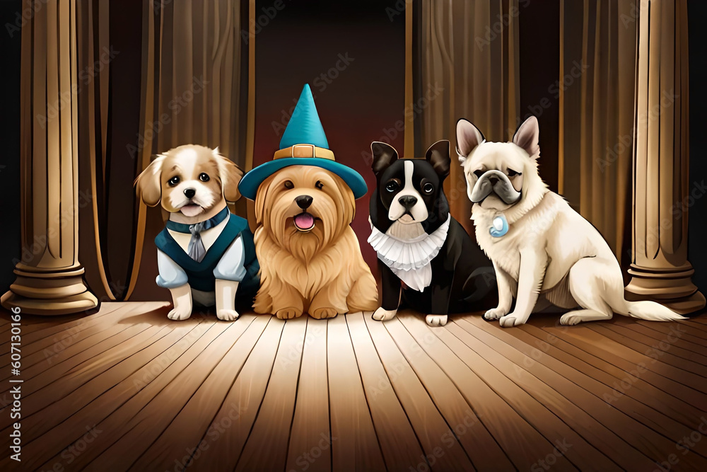 an invitation card design with a border of adorable dogs wearing ...