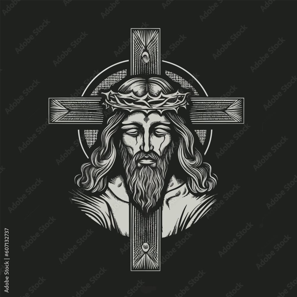 Christian Catholic cross sign crucified jesus vector illustration Stock ...