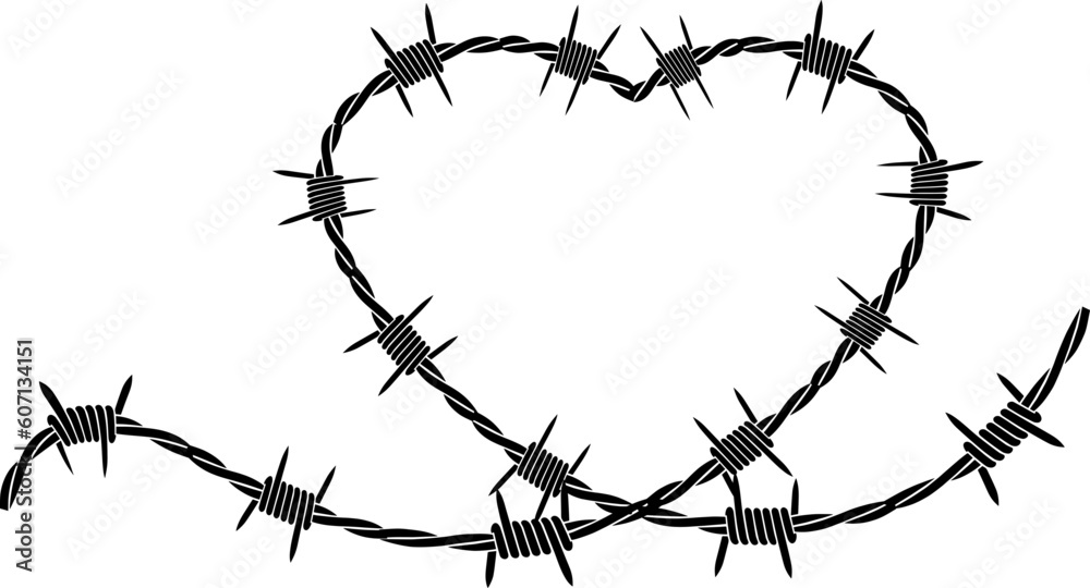 heart barbed wire barb wire love svg vector cut file for circut and ...
