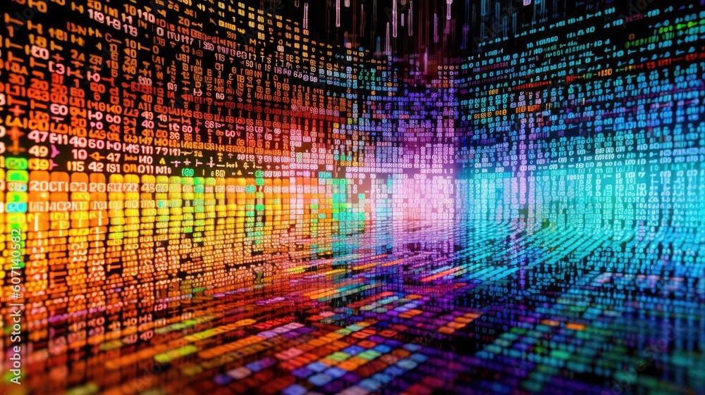 the large screen of a computer digital sourcecode background ...