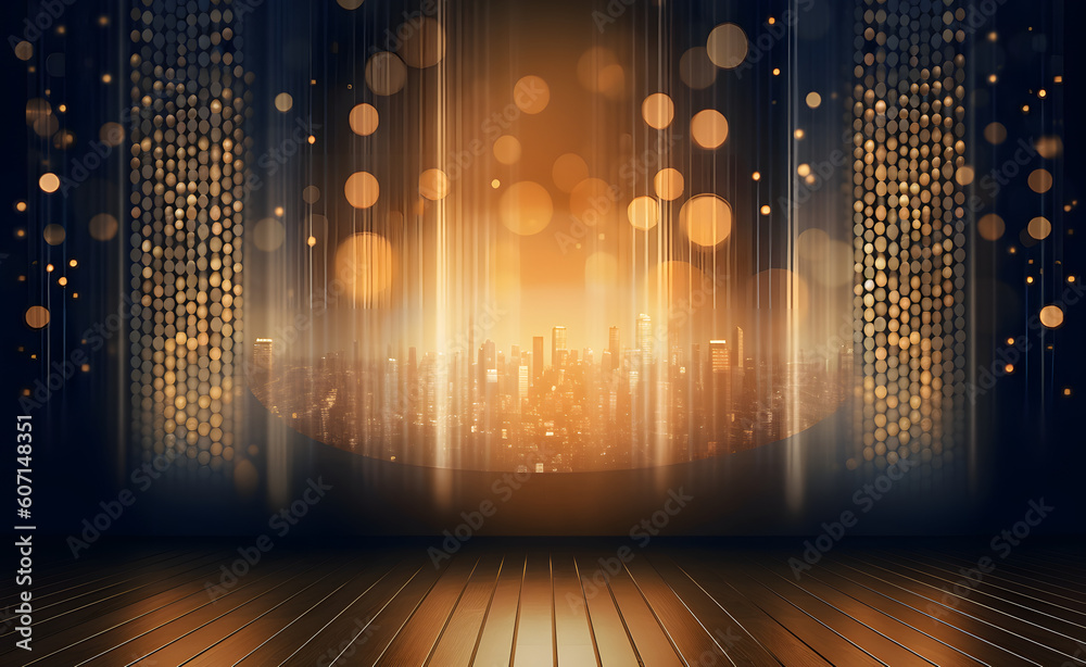 Illuminated Stage: Shining lights cascade over the stage, showcasing a ...