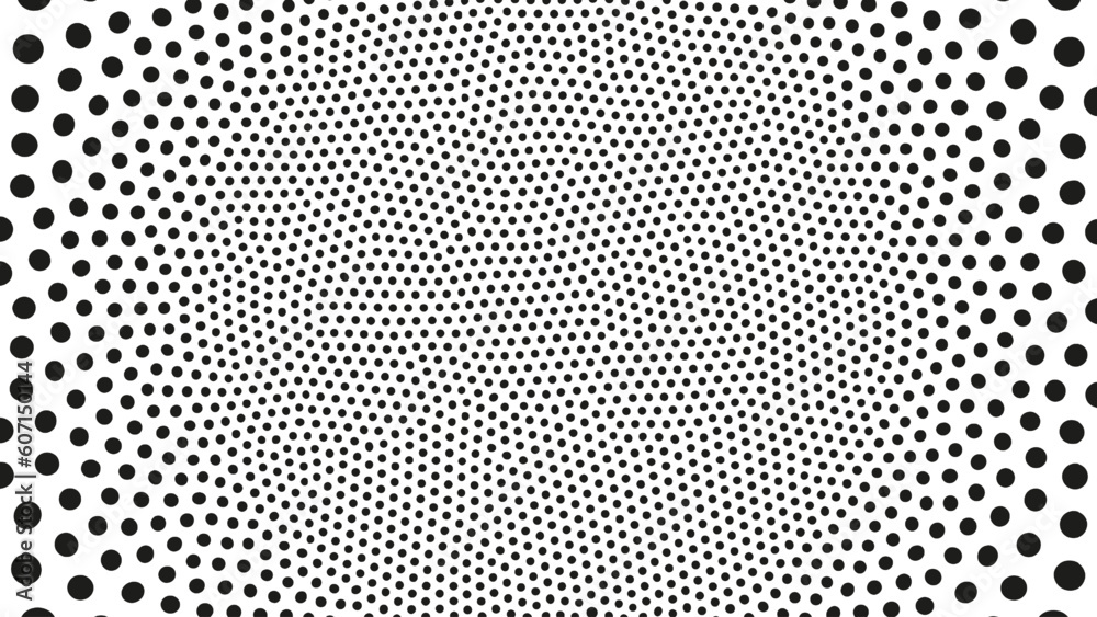 Dot Work Pattern Radial Structure Vector Black White Spotted Abstract ...