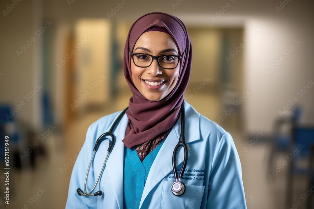 Photo & Art Print the smiling Muslim nurse wearing hijab and ...