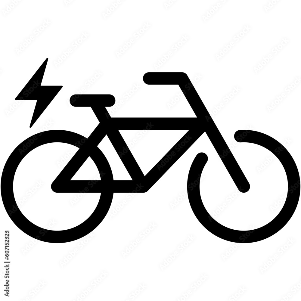 Black single ebike line icon, simple electric eco bike flat design ...
