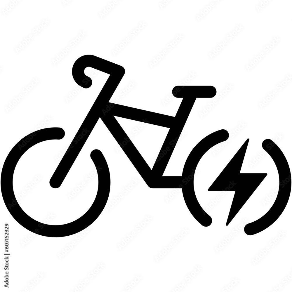 Black single eco bike line icon, simple electronic ebike flat design ...
