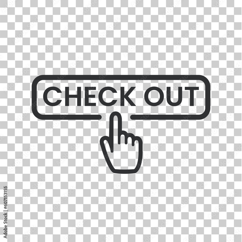 Check out button isolated on transparent background. shop now icon with ...