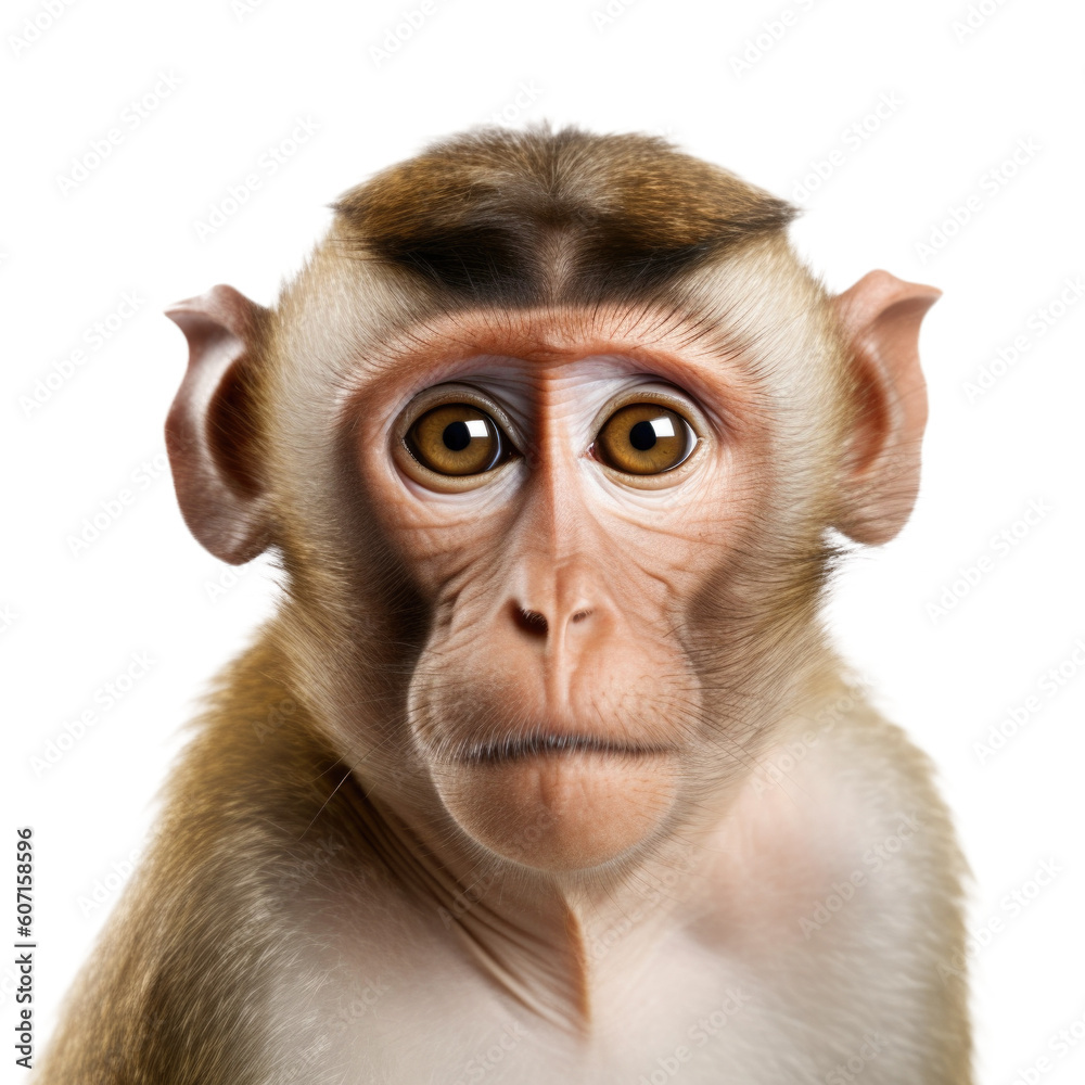 Monkey Face Shot Isolated on Transparent Background - Generative AI ...