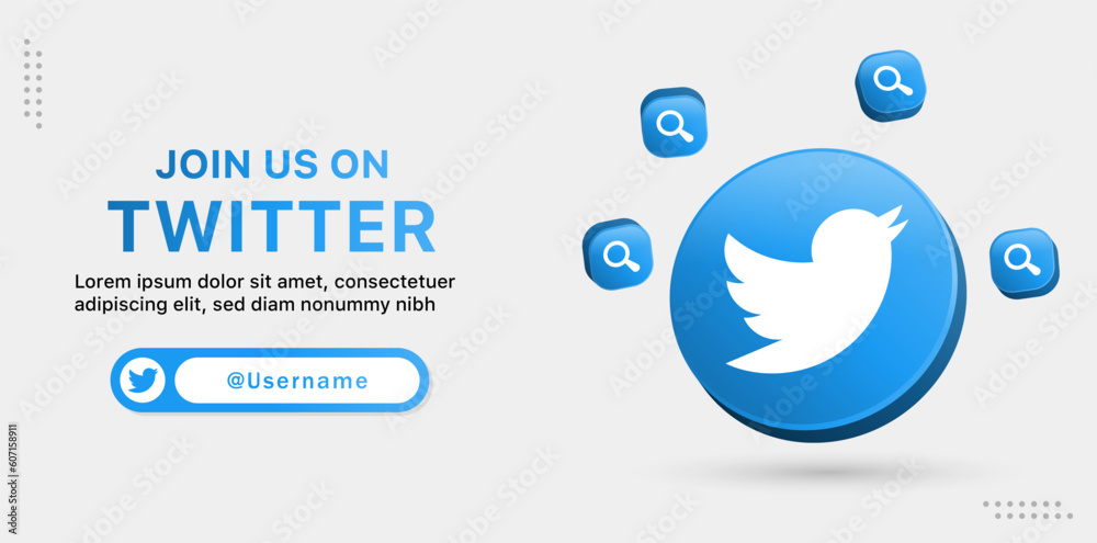 Join follow us on twitter. 3d twitter logo social media icons, lower ...