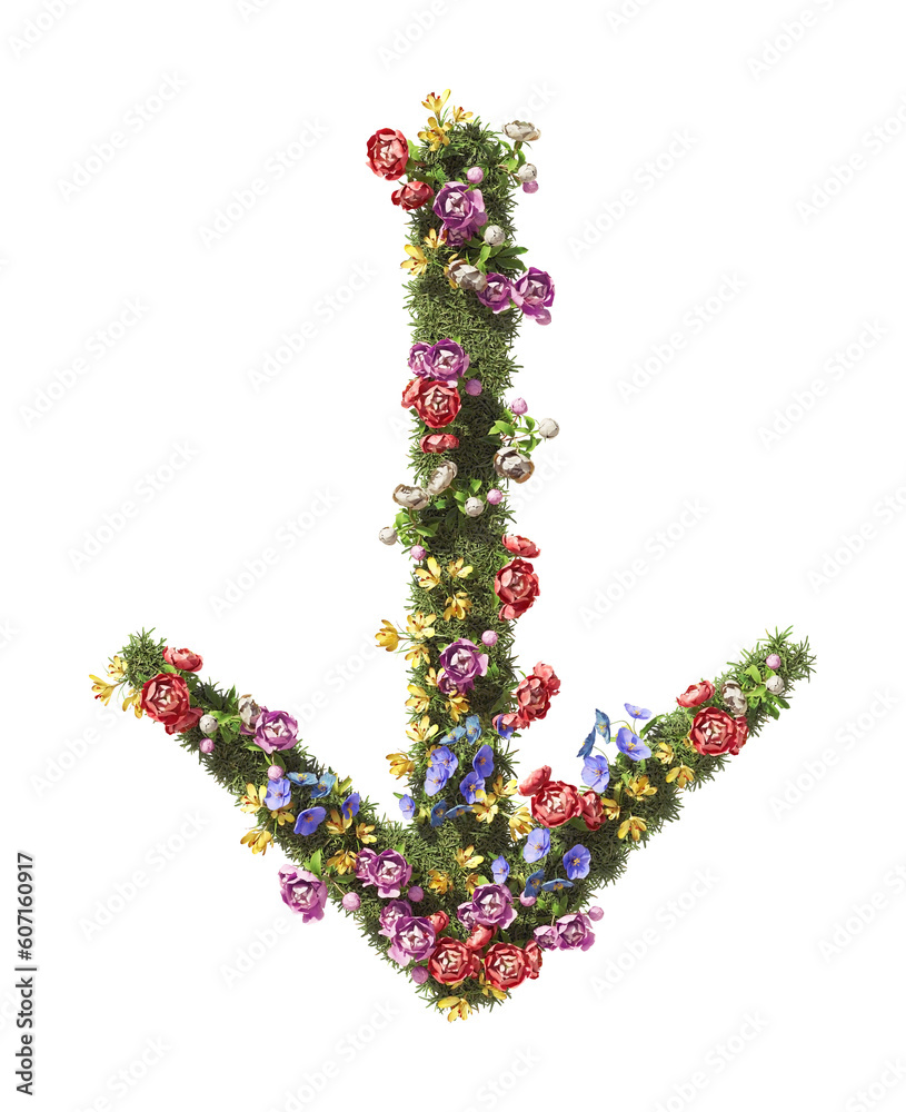 Flower Arrow Bottom. Vintage garden floral and plants font serif ...
