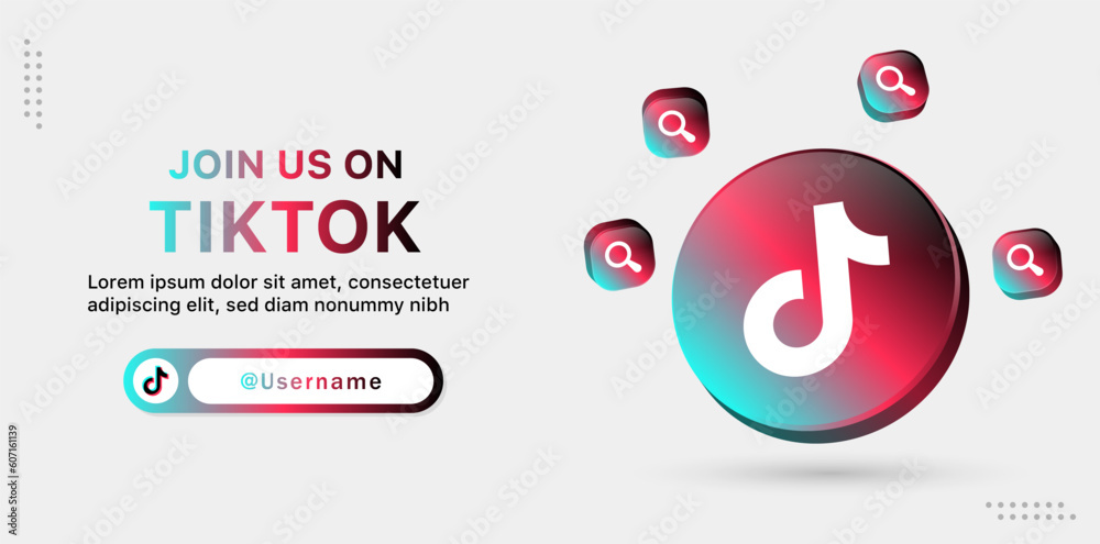 Join follow us on tiktok. 3d tiktok logo social media icons, lower ...