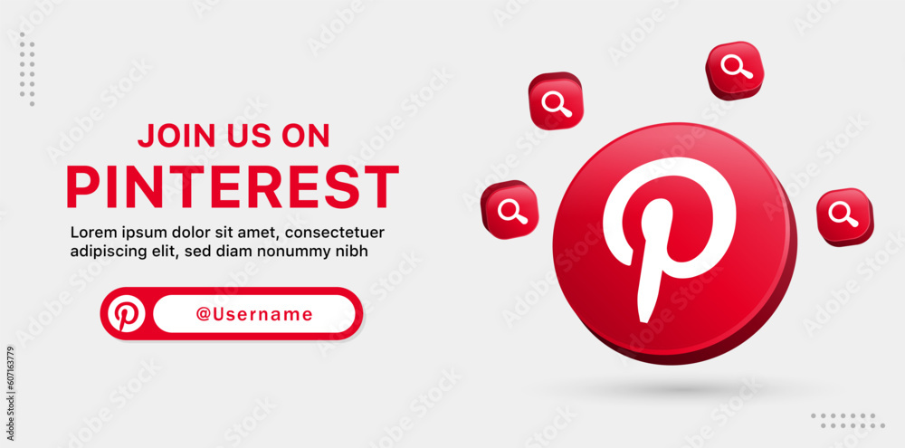 Join follow us on pinterest. 3d pinterest logo social media icons ...