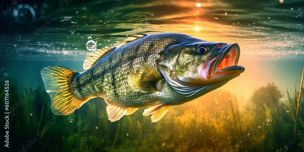 Bass Shallow Warm Water created with Generative AI Technology, ai ...