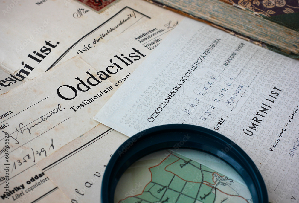 Old Personal Documents Birth Marriage And Death Certificate And A old-personal-documents-birth-marriage-and-death-certificate-and-a