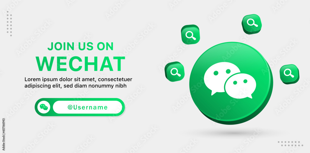 Join follow us on wechat. 3d wechat logo social media icons, lower ...